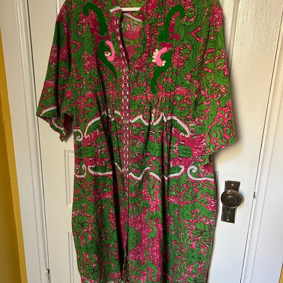 Dresses | Fig Vine Green And Pink Paisley Patterned Dress | Poshmark